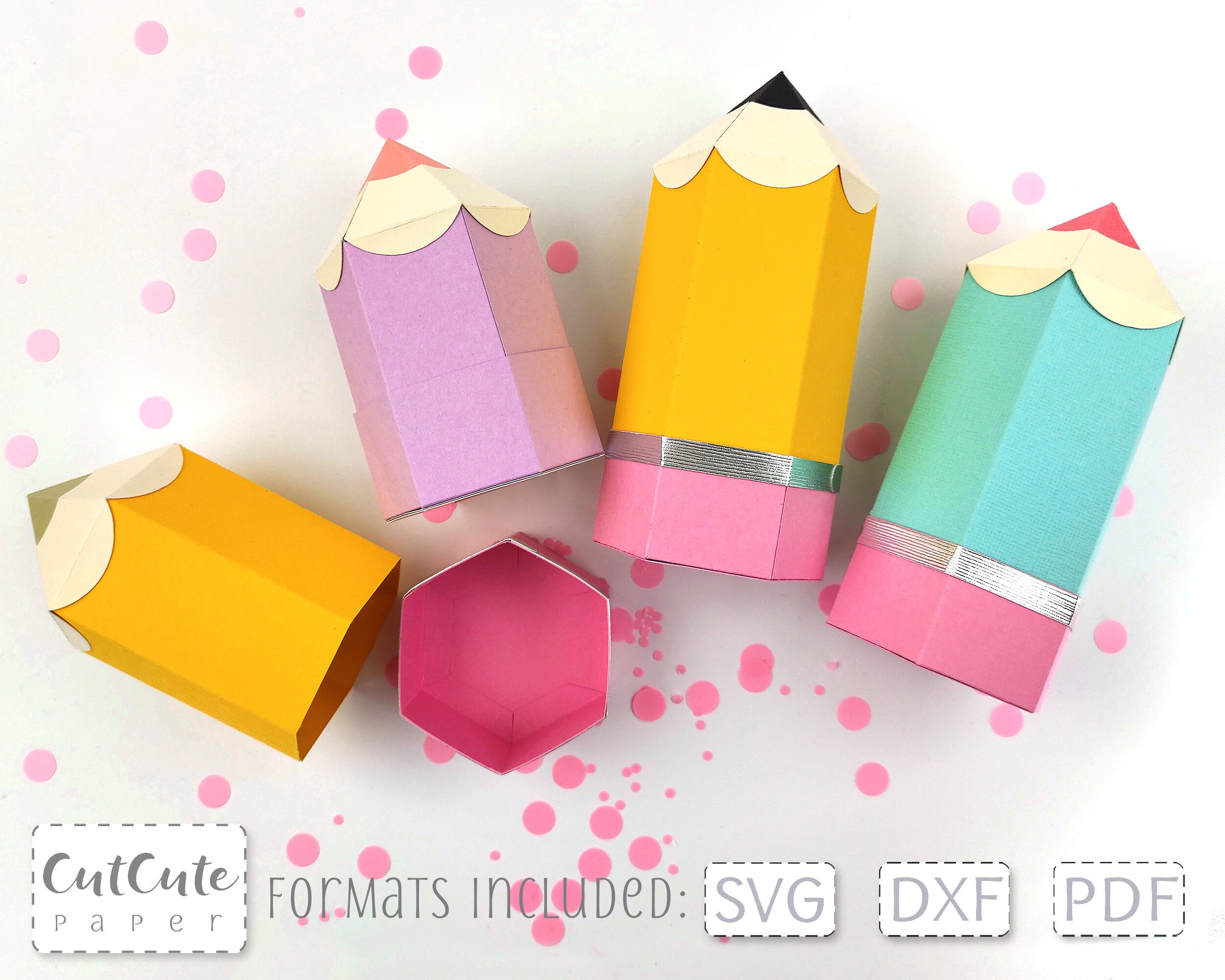 3D Pencil Box SVG Template: Back to School Favor Box (PDF) - Etsy