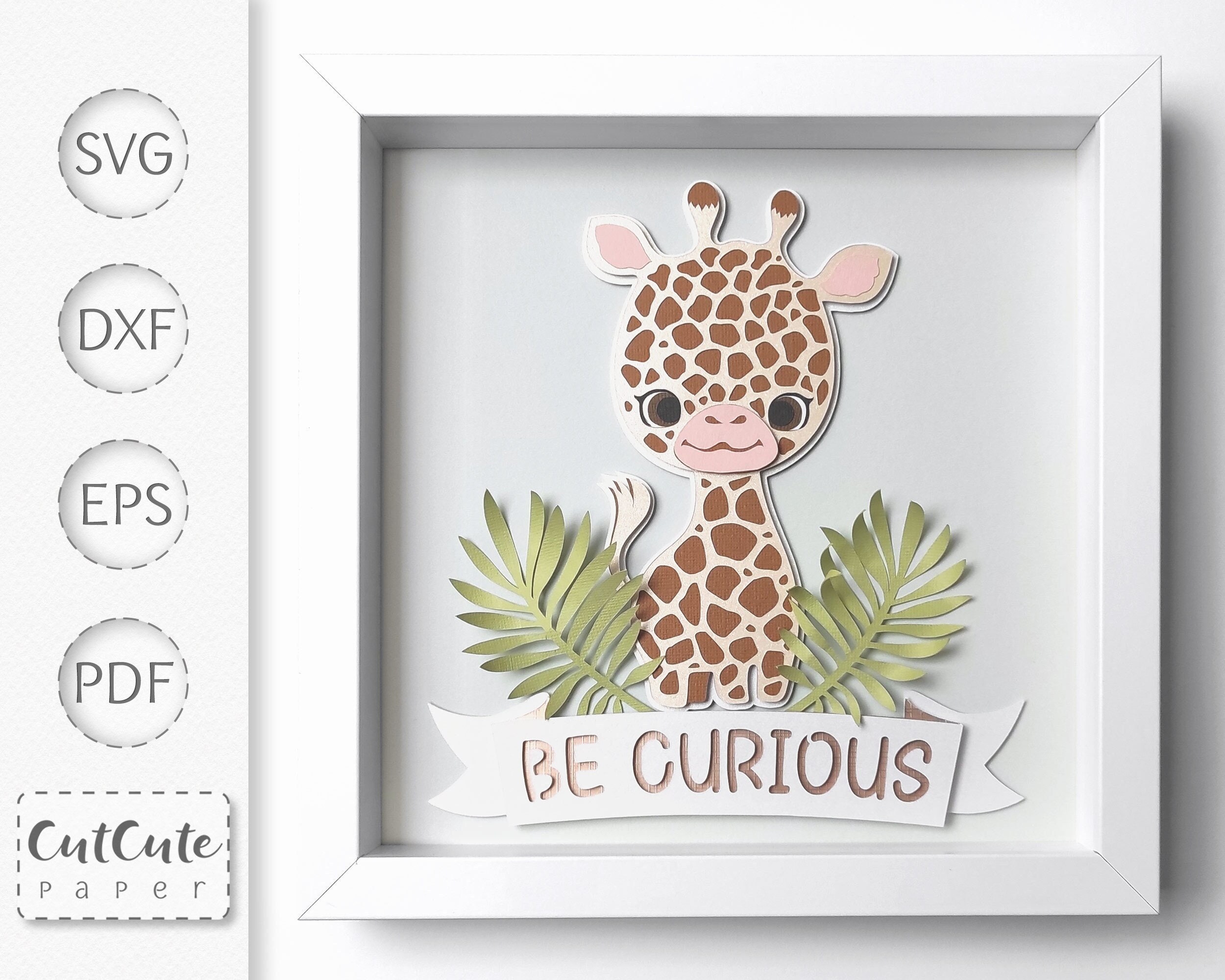 Giraffe Shadow Box SVG Template Be Curious Layered Paper Cut - Etsy