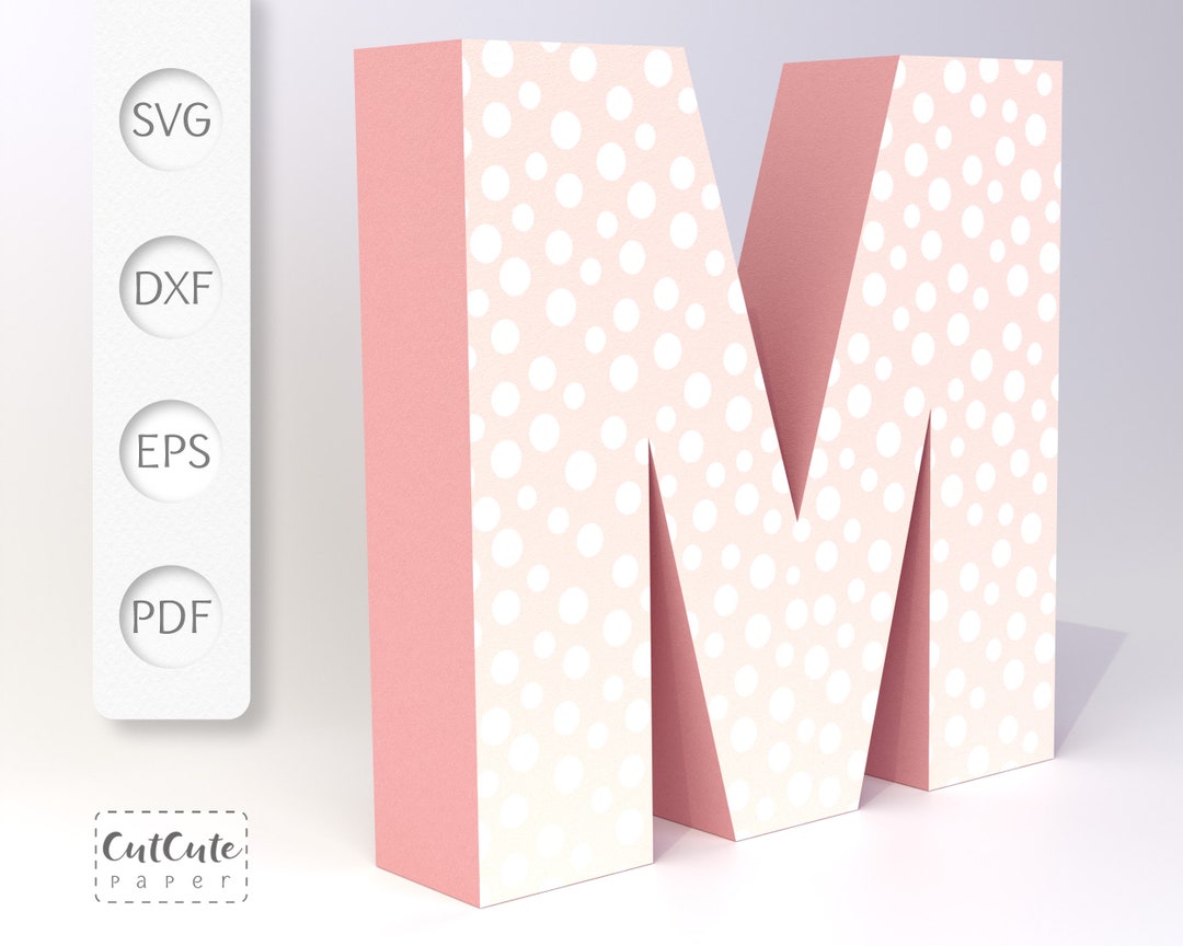 3D Letter M SVG Template, Cardstock Letter SVG for Cricut and ...
