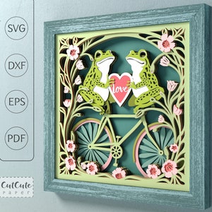 Love Frogs Shadow Box Template: Romance Bike 3D SVG (digital Download ...