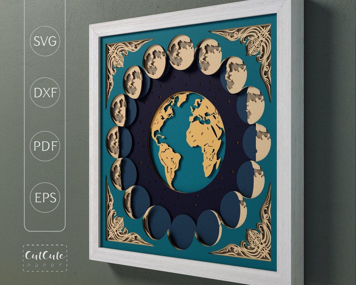 Moon Phases Shadow Box SVG: 3D Layered Paper Cut Template - Etsy
