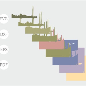 Arizona Landscape Shadow Box SVG Template, Cactus 3D SVG Shadowbox, DIY ...