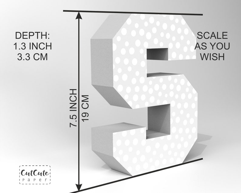 3D Letter S SVG Template Cardstock Letter SVG for Cricut and - Etsy