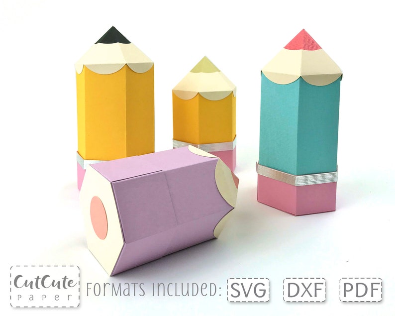 3D Pencil Box SVG Template: Back to School Favor Box (PDF) - Etsy