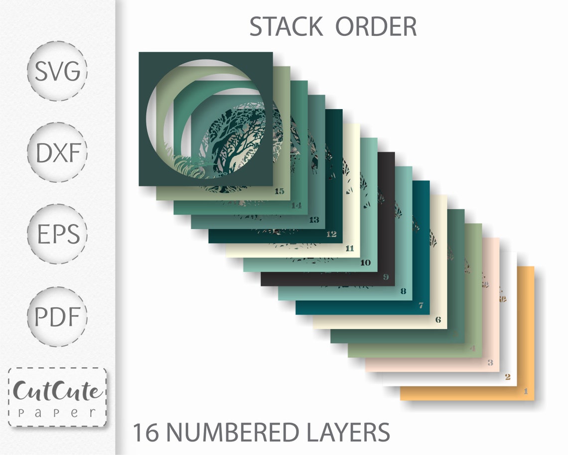 Lake Boat Shadow Box SVG: 3D Landscape Paper Cut Template - Etsy