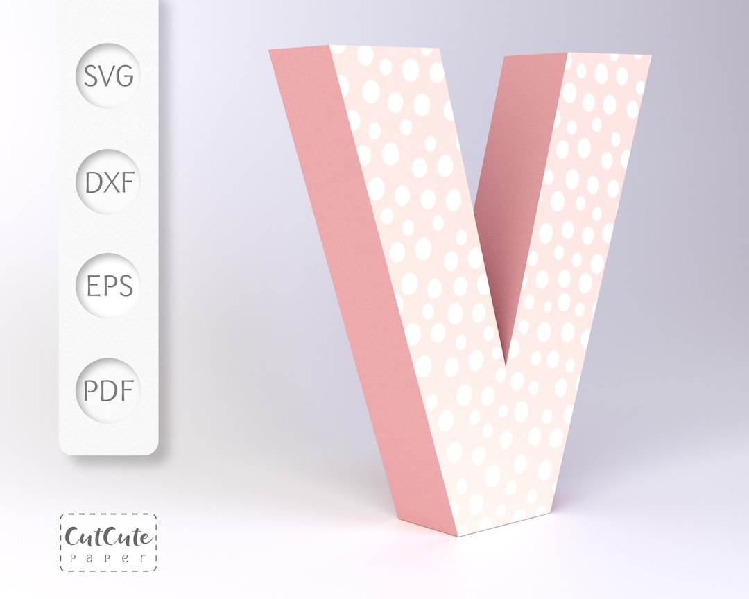 3D Letter V SVG Template, Cardstock Letter SVG for Cricut and ...
