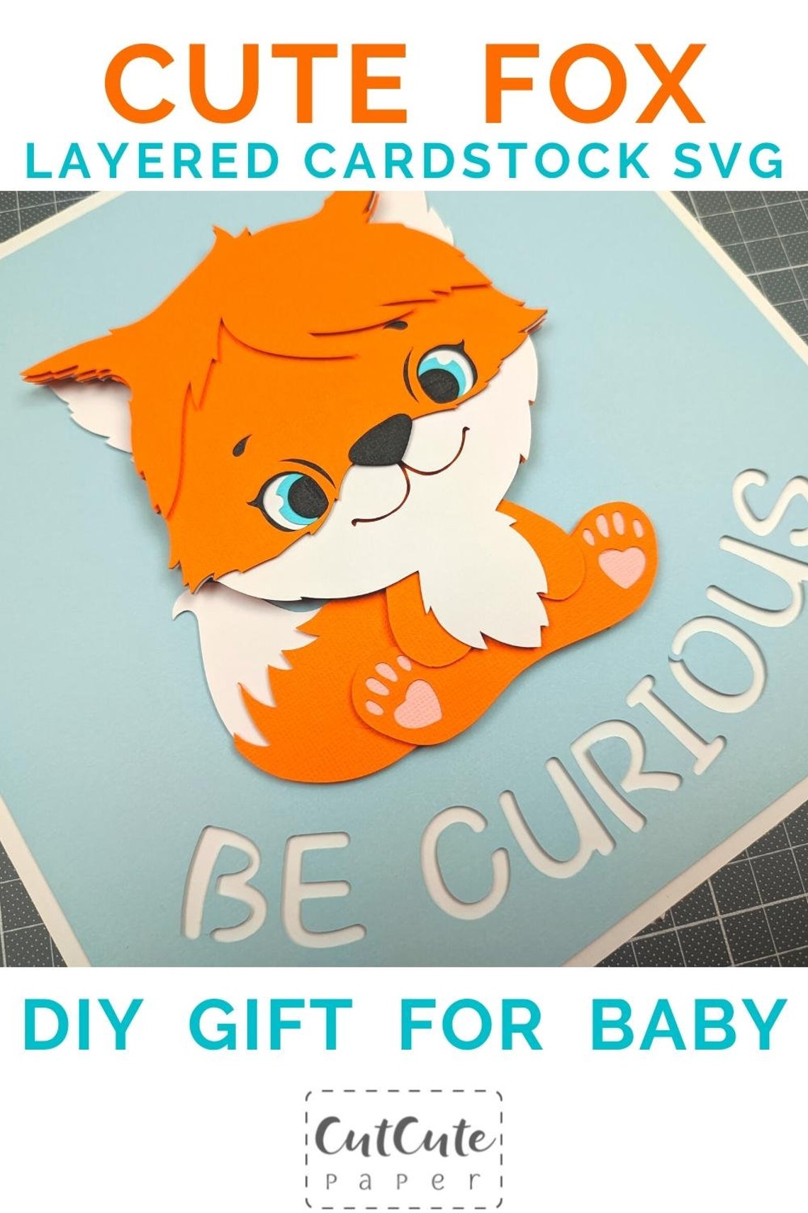 Baby Fox Shadow Box SVG Template Be Curious 3D SVG Paper Cut - Etsy
