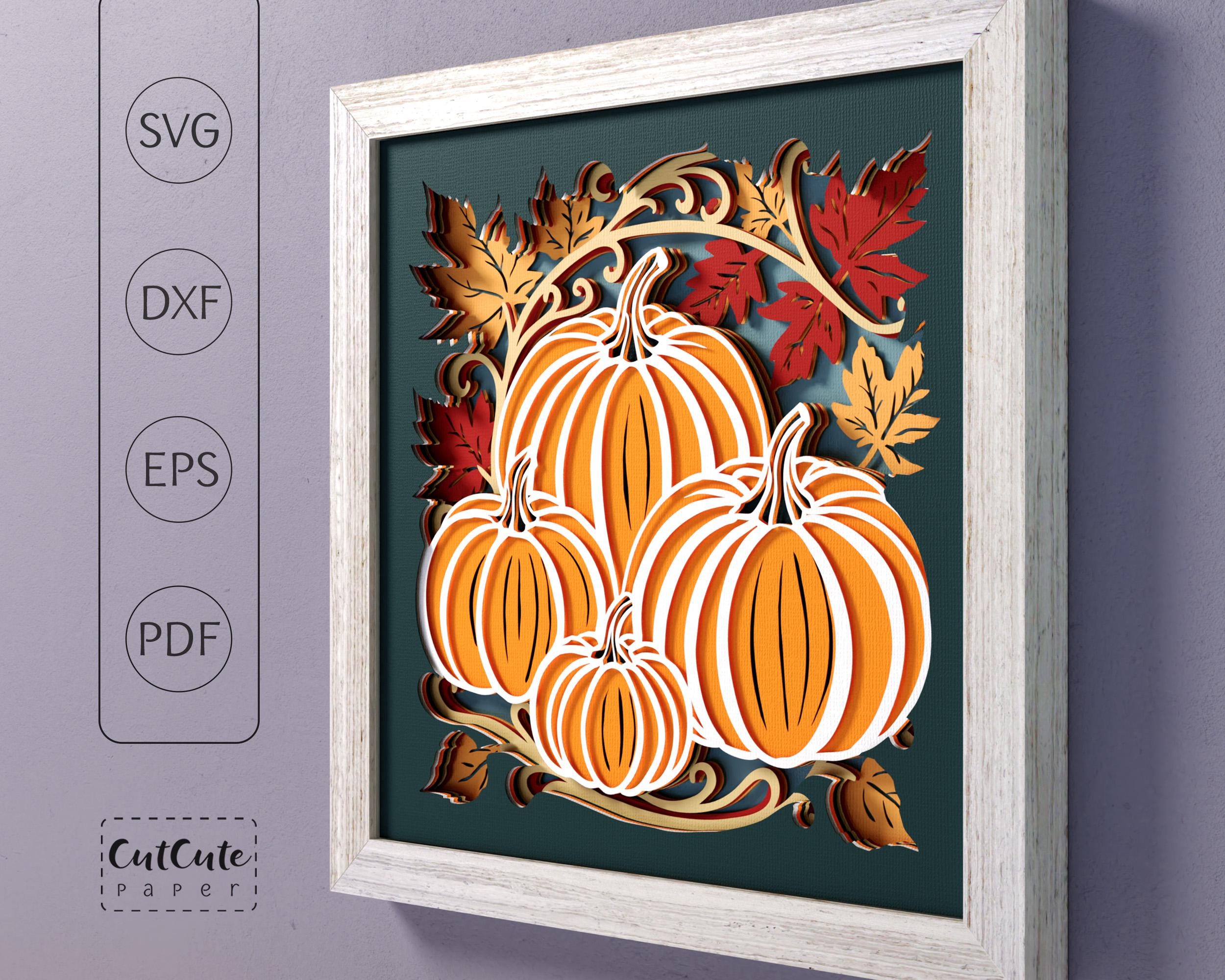Pumpkin Shadow Box SVG: Layered Paper Cut, Autumn Decor (digital Files ...