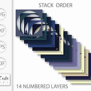 Full Moon Lake Shadow Box SVG: 3D Paper Cut Template (digital Download ...