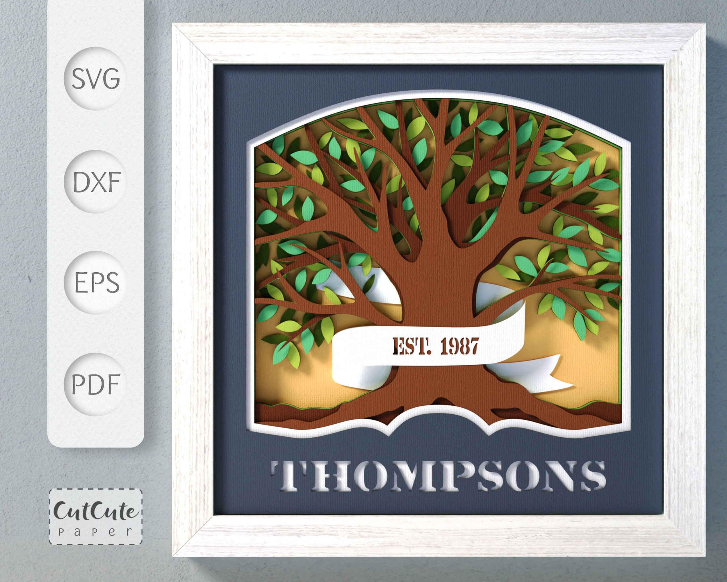 Family Tree Shadow Box SVG Template DIY Wall Decor Layered - Etsy Canada