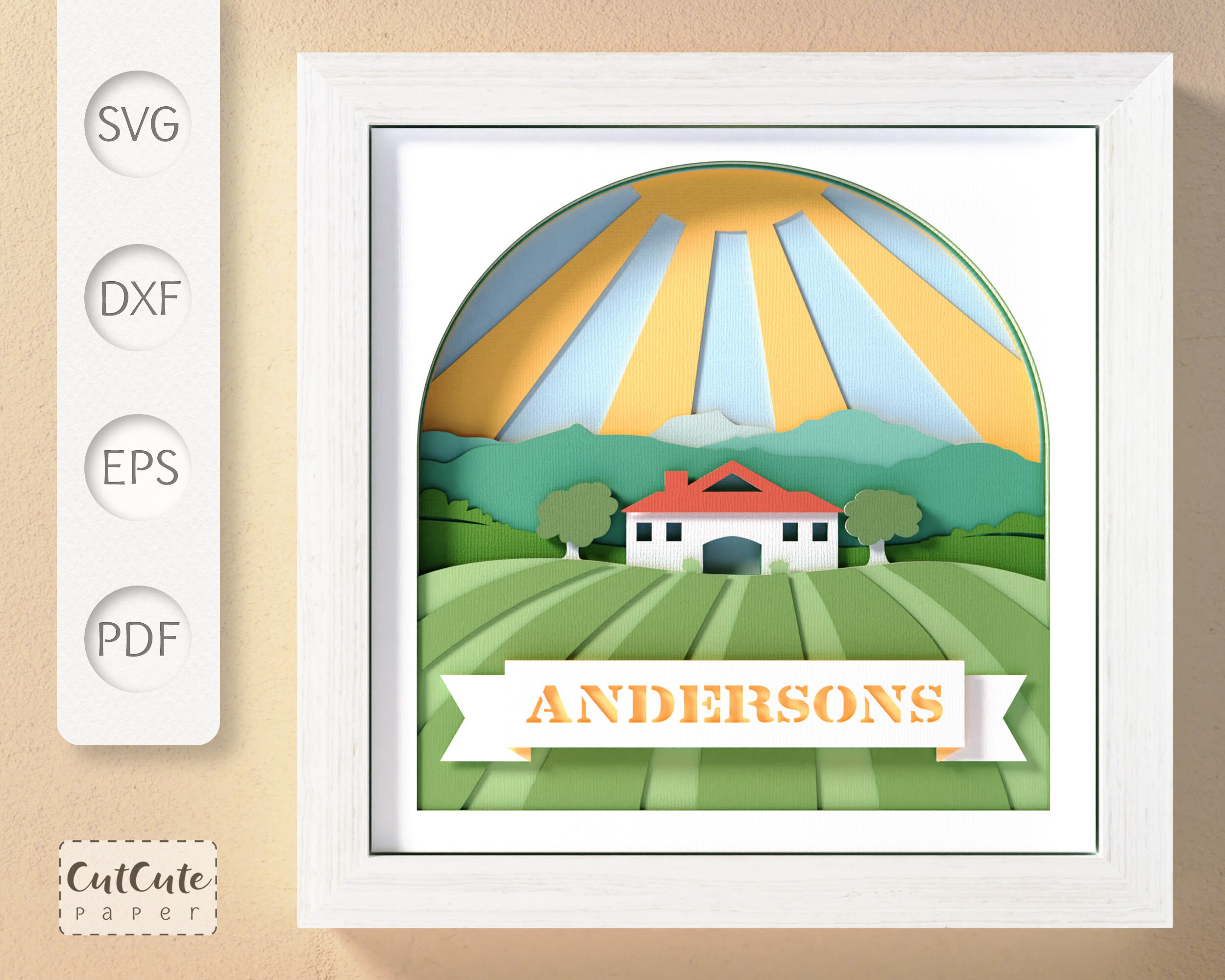 Family House Shadow Box SVG Template 3D SVG House Layered - Etsy