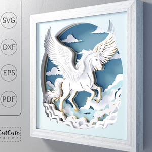 Pegasus SVG Shadow Box Template, Mythical Flying Horse, 3D SVG Shadow ...