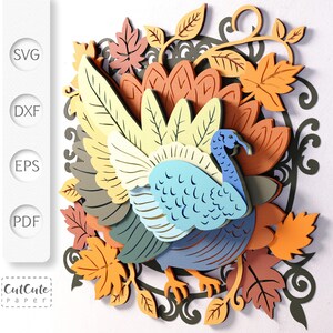 Turkey SVG: Thanksgiving Shadow Box, Cardstock Wall Decor (digital ...