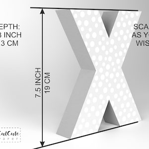 3D Letter X SVG Template, Cardstock Letter SVG for Cricut and ...