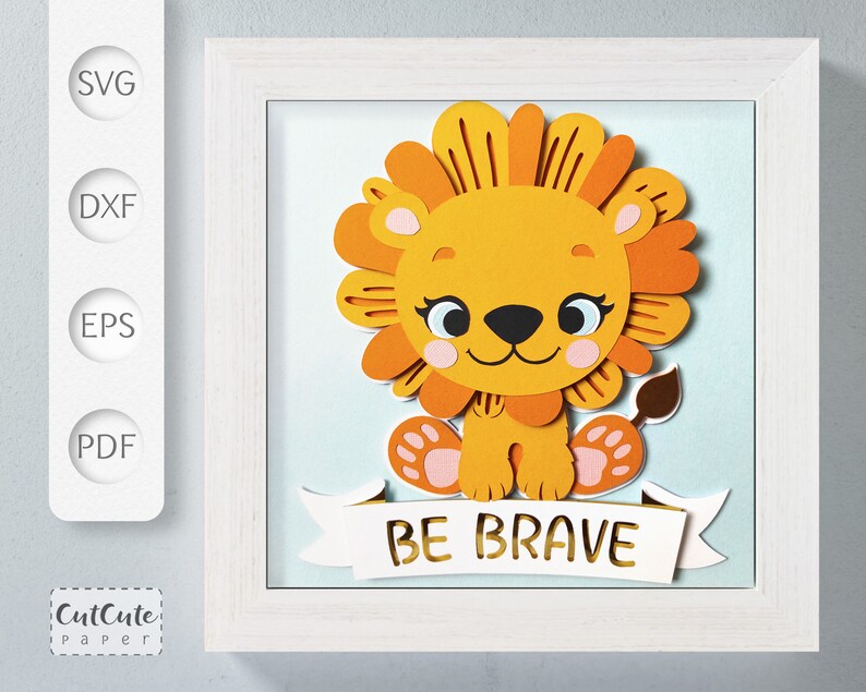 Lion Shadow Box SVG Template 3D SVG Be Brave Layered Paper - Etsy Australia