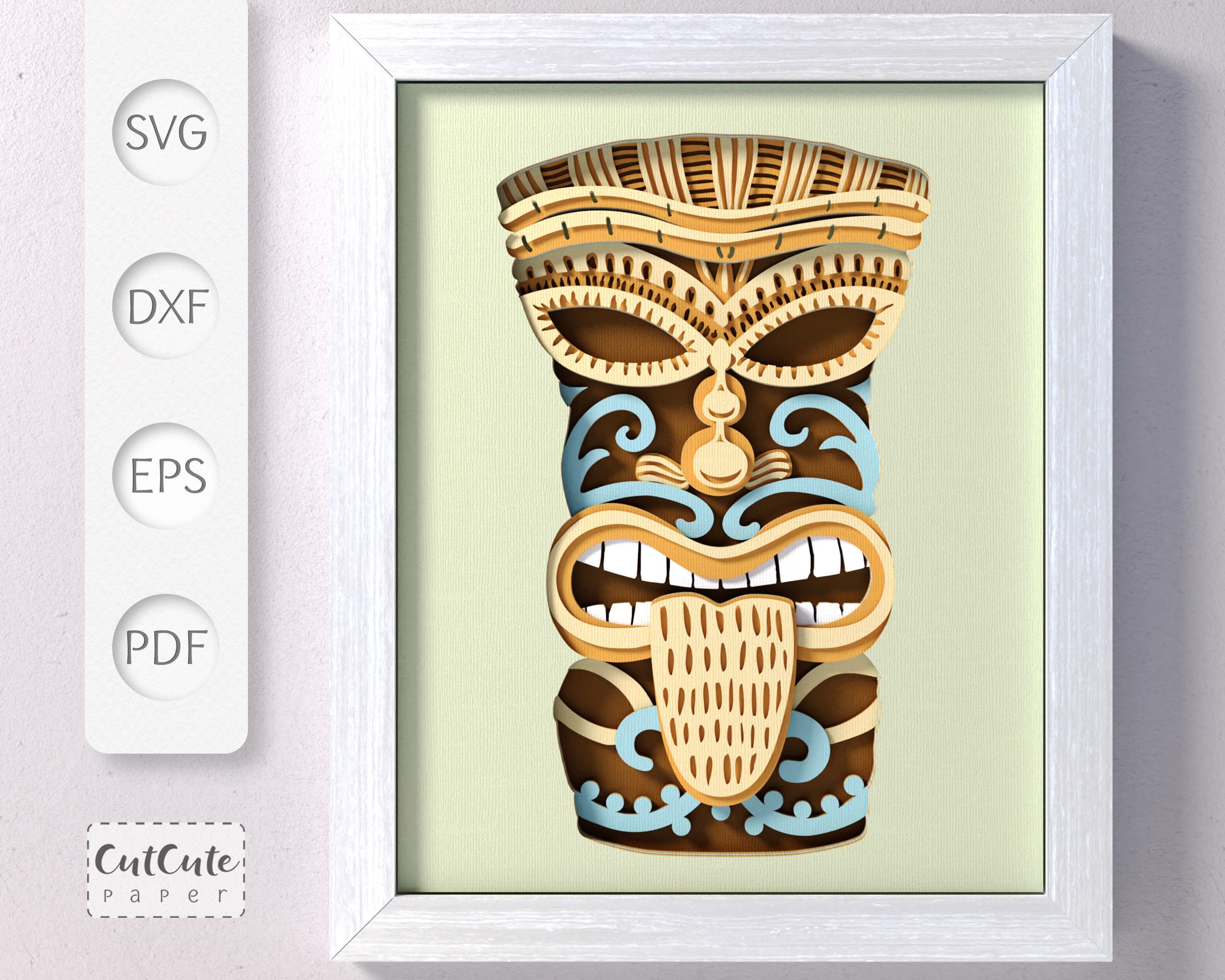 Tiki Totems Tribal SVG Shadow Box Templates 8x10 Inch Tiki 3D - Etsy ...