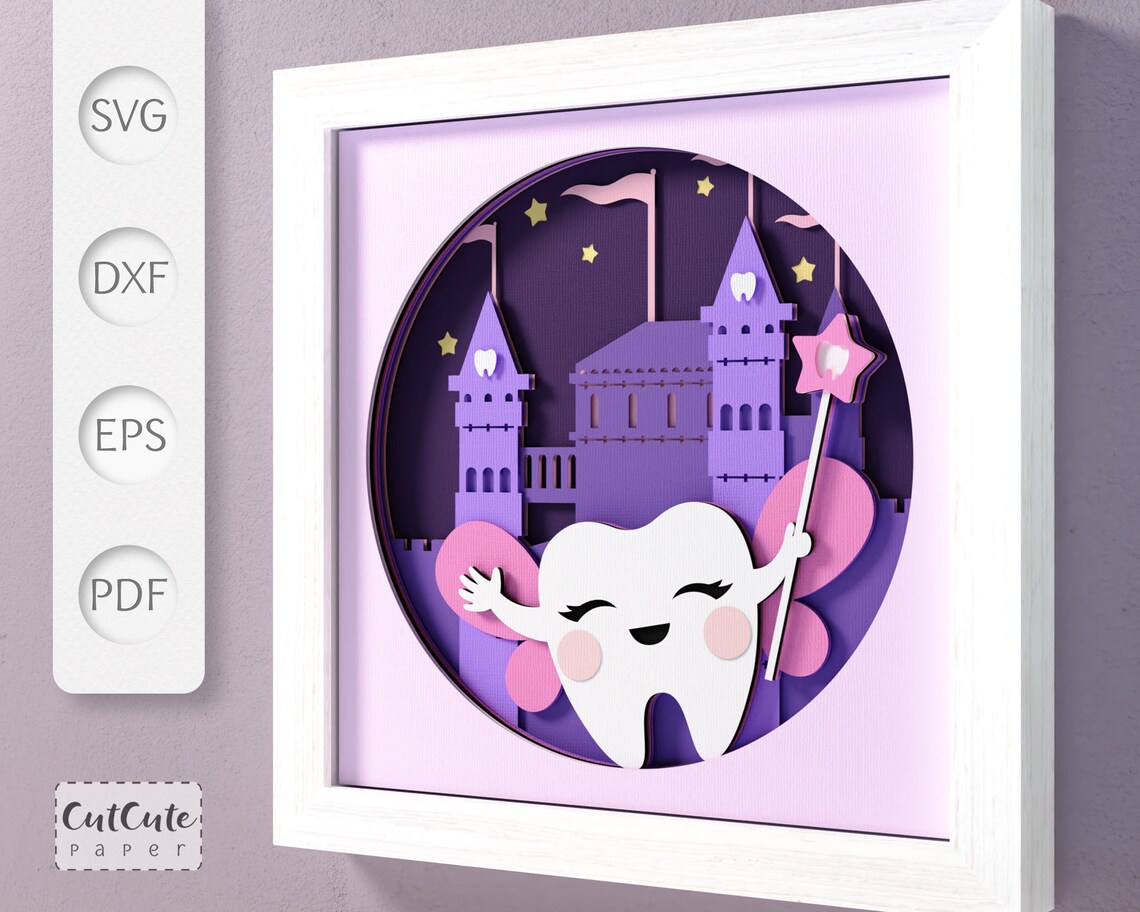 Tooth Fairy Shadow Box SVG Template Layered Paper Nursery - Etsy
