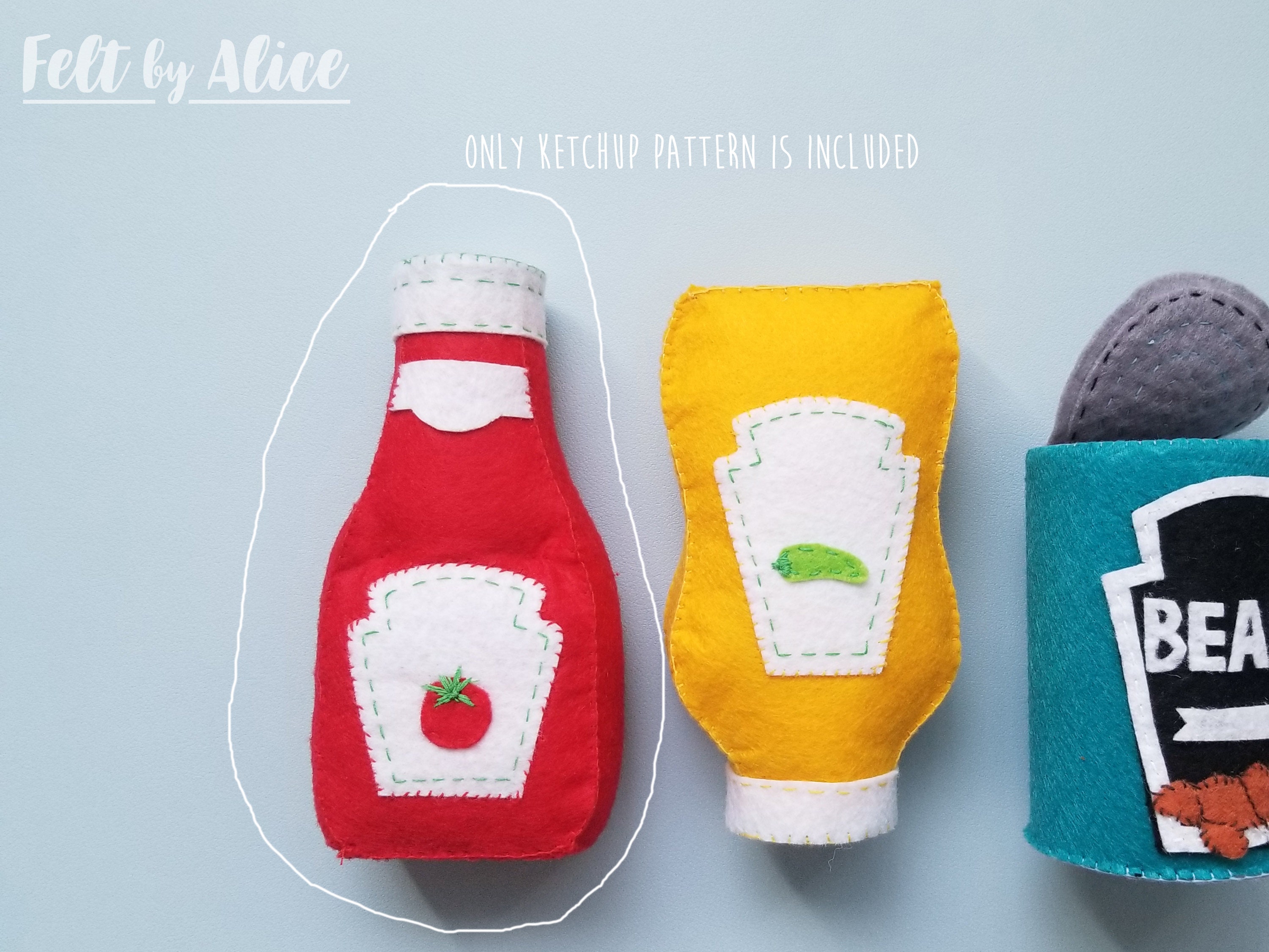 Felt Ketchup Pattern Download, Digital Downloadable Food Pattern ...