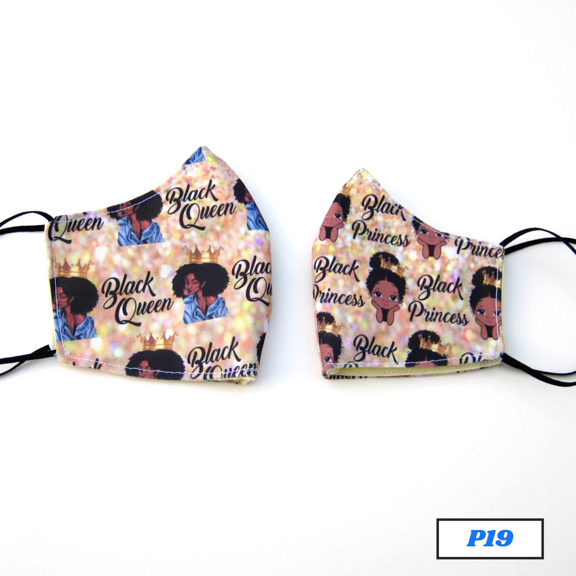 Black Queen Mask Black Princess Mask Mommy & Me Mask With | Etsy