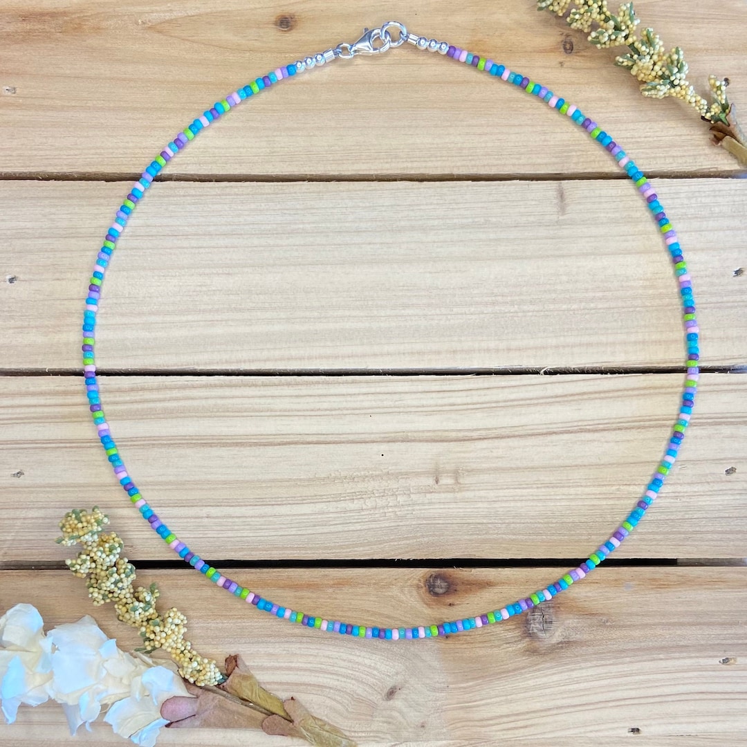 Candy Beaded Choker, Seed Bead Choker, Beach Choker, Colorful Choker ...