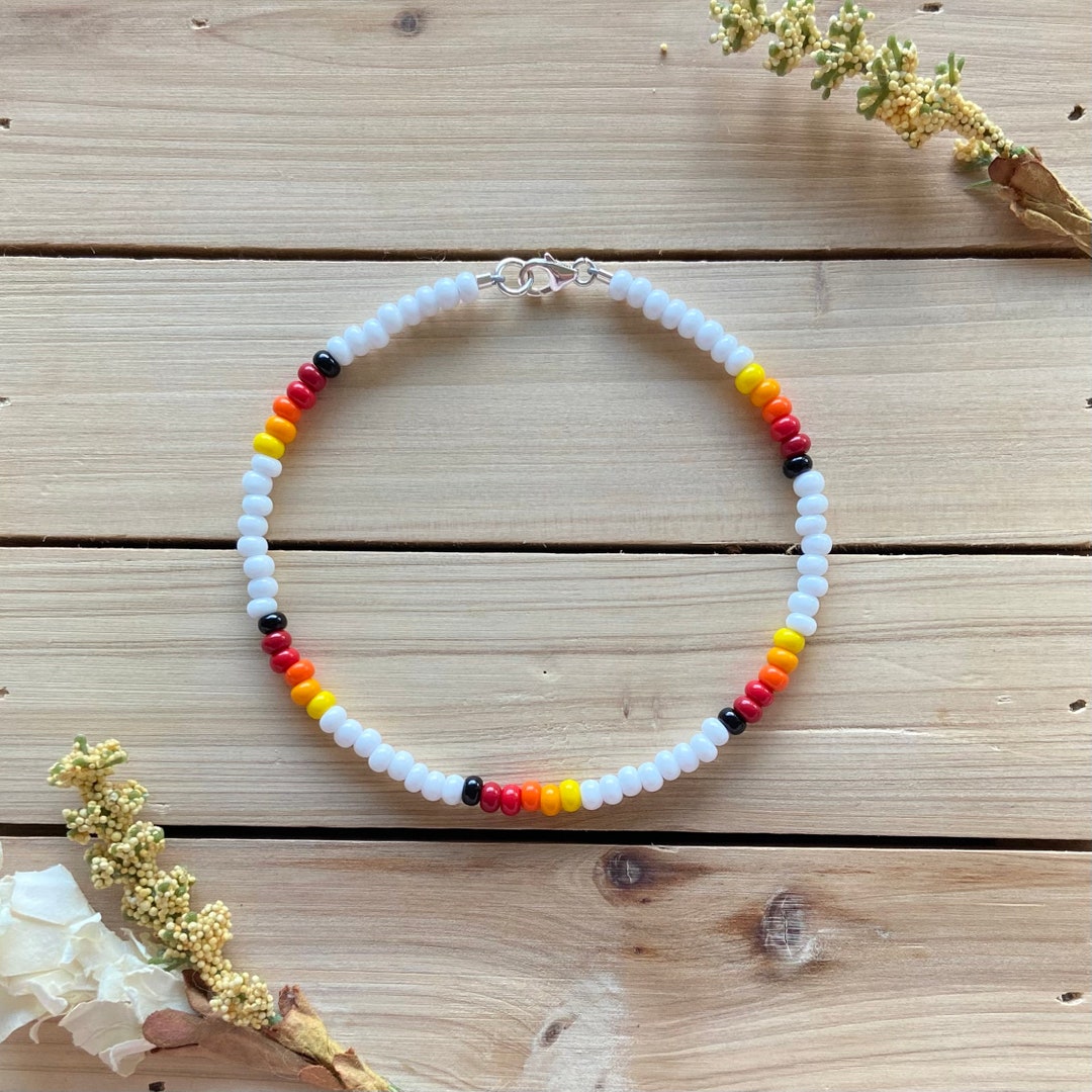 Fire Beaded Anklet, Seed Bead Anklet, Beach Anklet, Ankle Bracelet ...