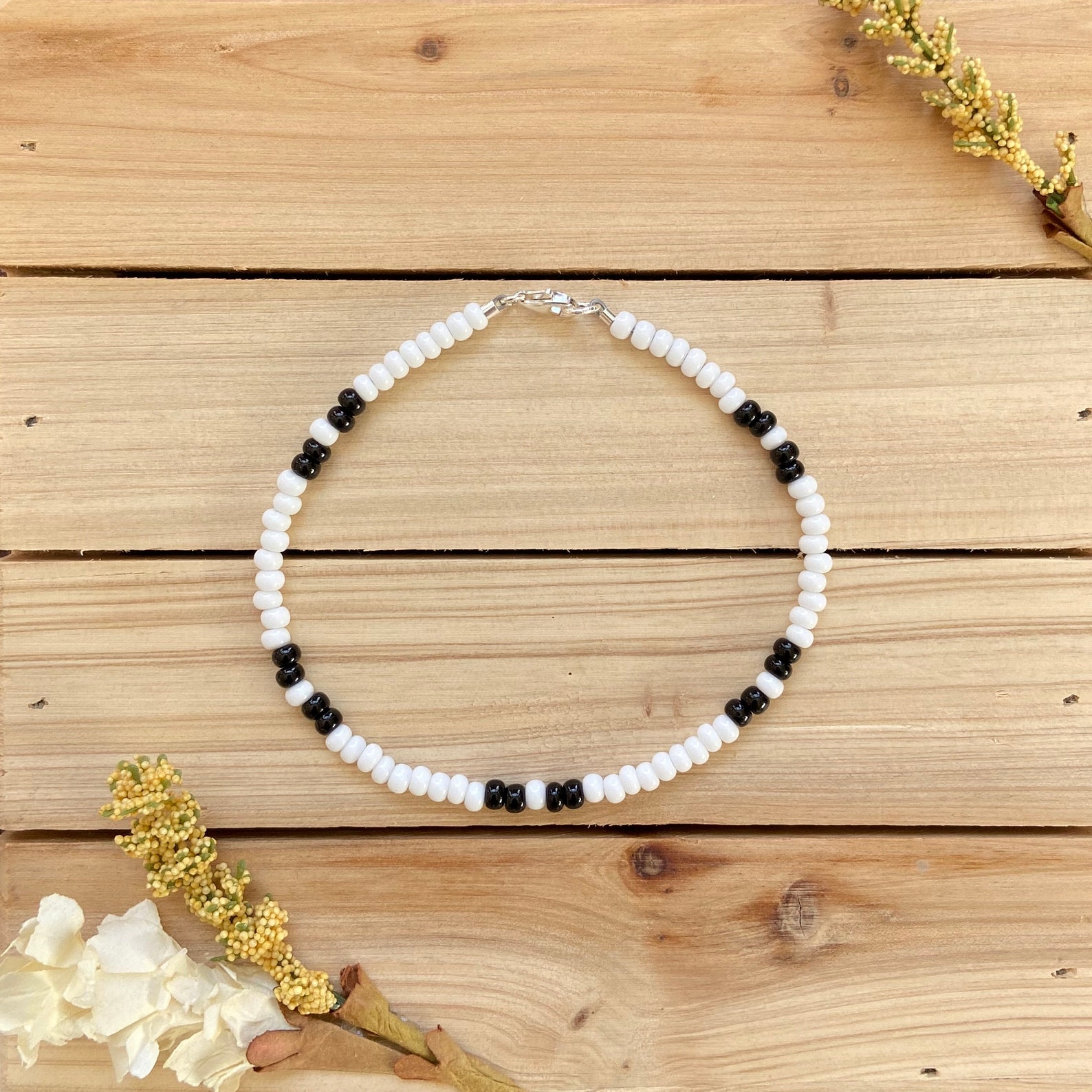 Oreo Beaded Anklet, Seed Bead Anklet, Beach Anklet, Ankle Bracelet ...