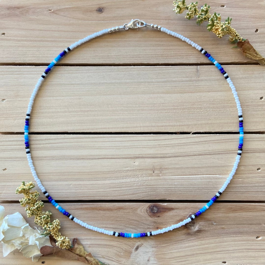 Glacier Dainty Beaded Choker, Seed Bead Choker, Colorful Bead Choker ...