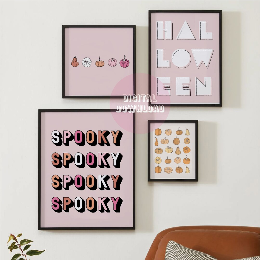 HALLOWEEN Poster Bundle - Set of Four (4) Posters, Wall Art, Pastel ...