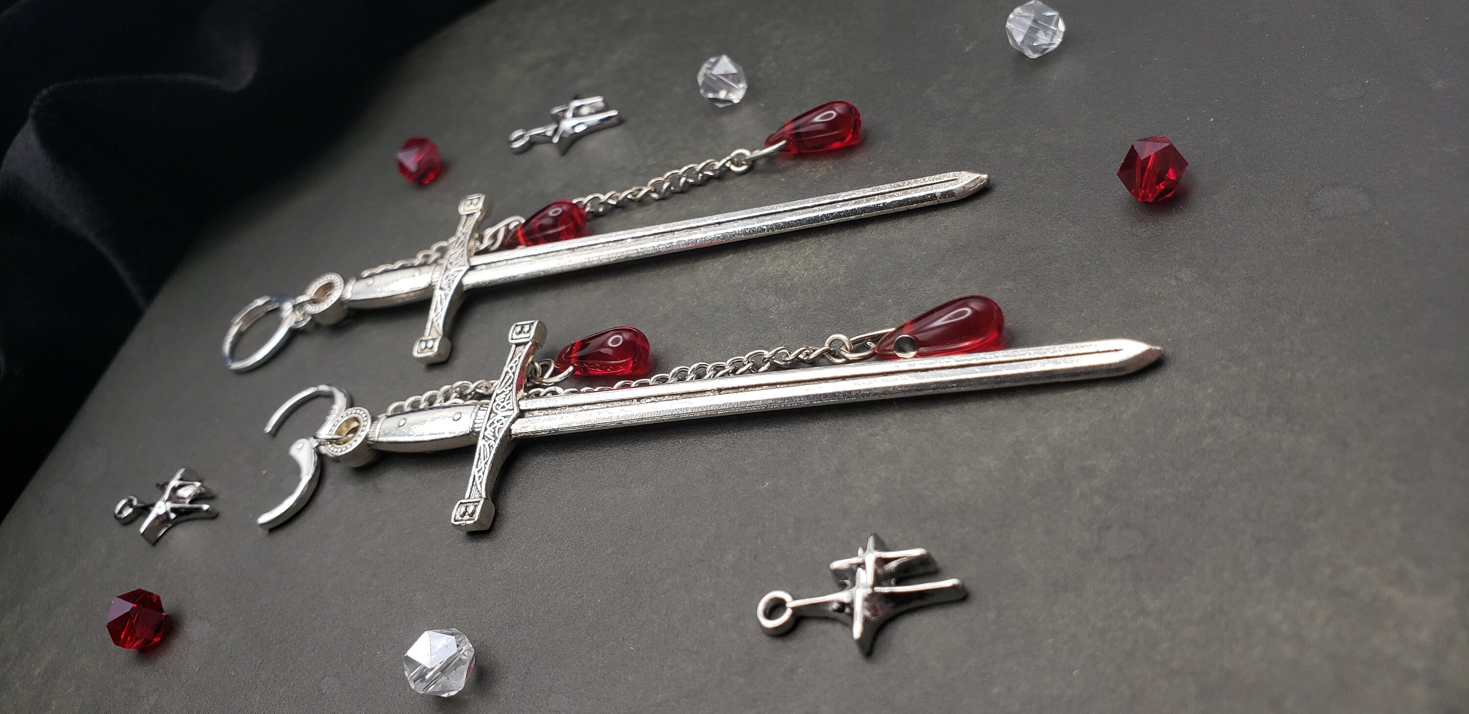 Hand Made Gothic Sword Blood Drop Earrings - Etsy
