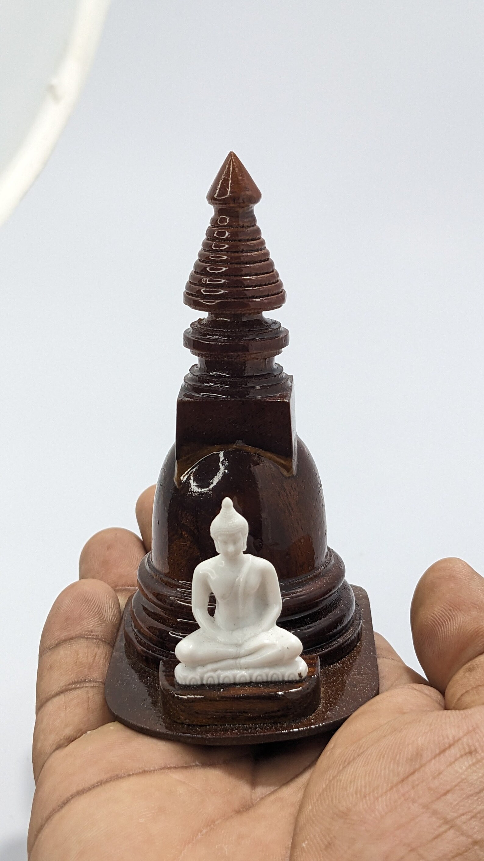 Buddha Souvenir Buddhist Stupa Home Decor Statue Crafted Handmade Wood ...