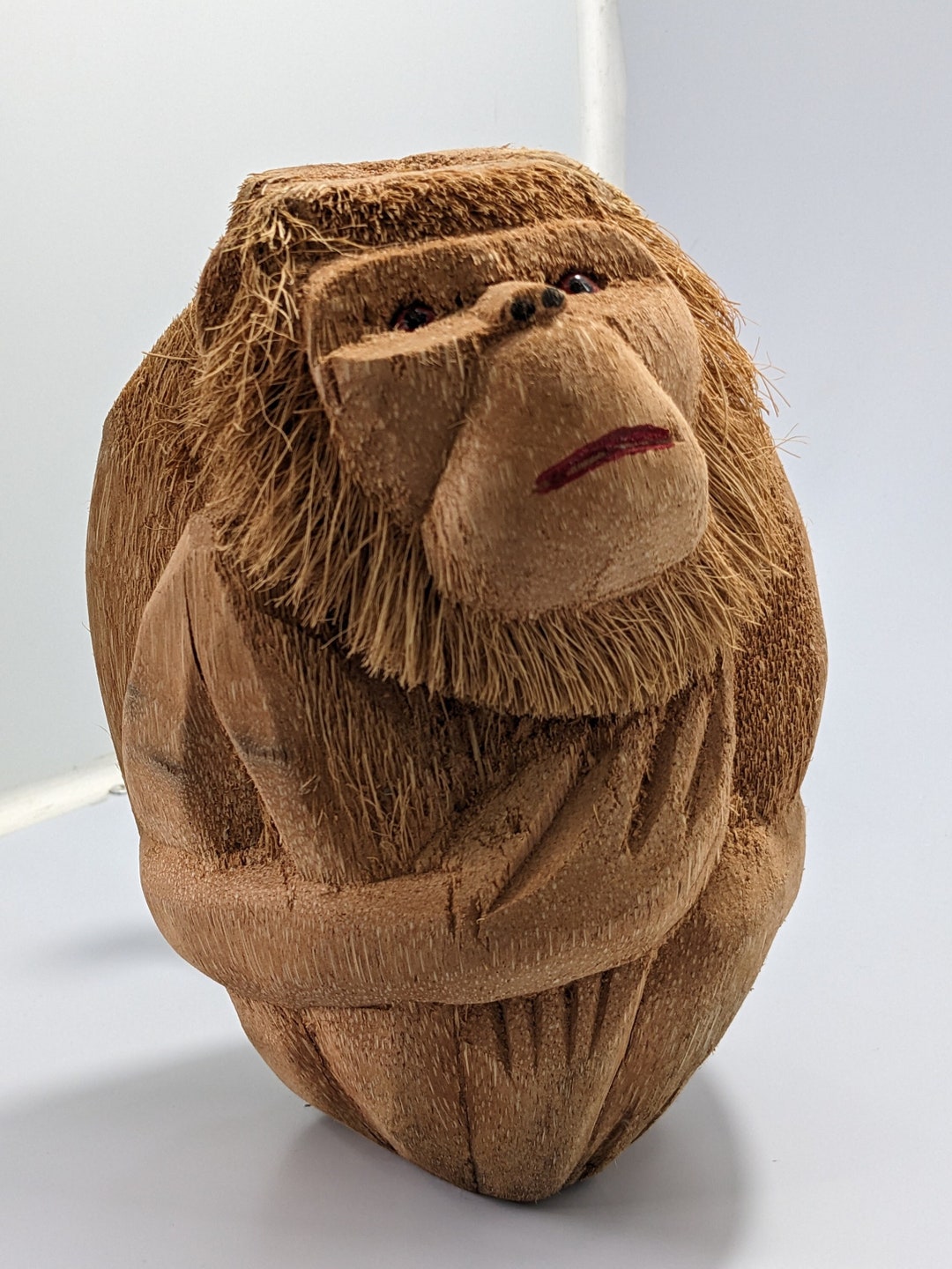 Coconut Eco-friendly Monkey Statue Cute Husk Sculpture Hand Craft Home ...