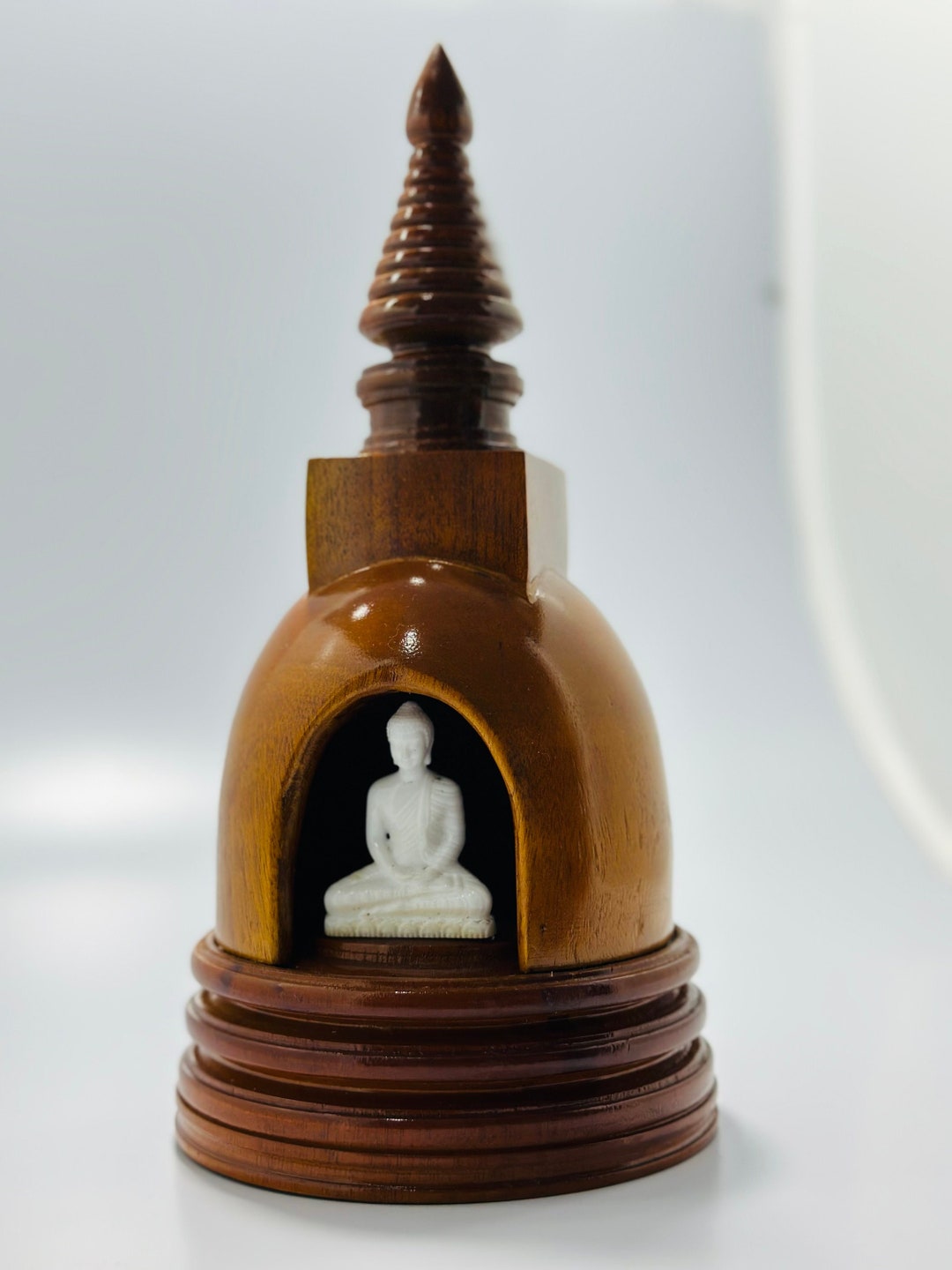 Buddha Souvenir Tabletop Decor Wood Reminder Art Buddhist Stupa ...