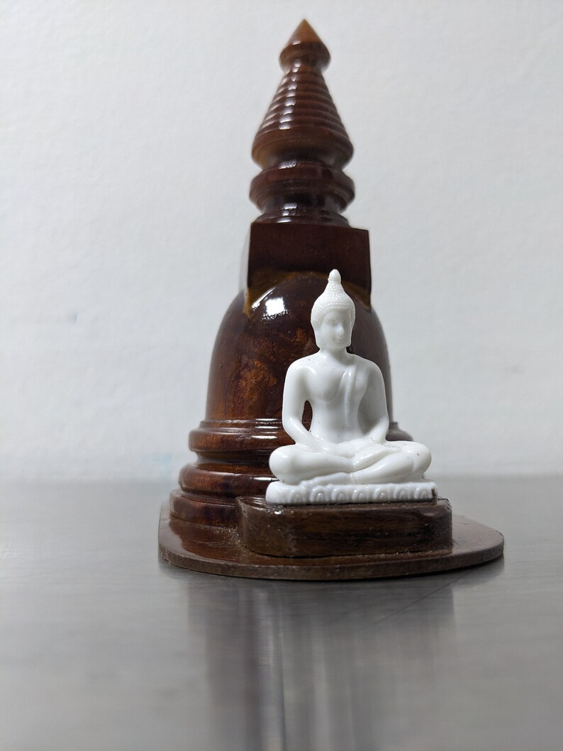 Buddha Souvenir Buddhist Stupa Home Decor Statue Crafted Handmade Wood ...