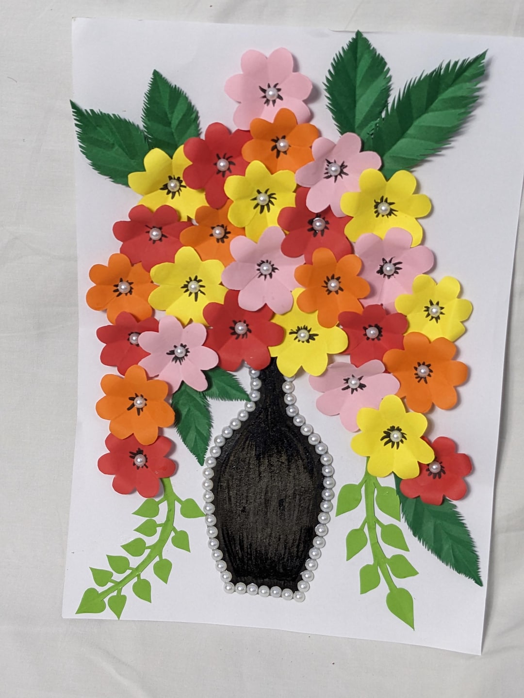 Handcraft A4 Size Paper Quilling Flowerpot Art Wall Hanging Decoration ...