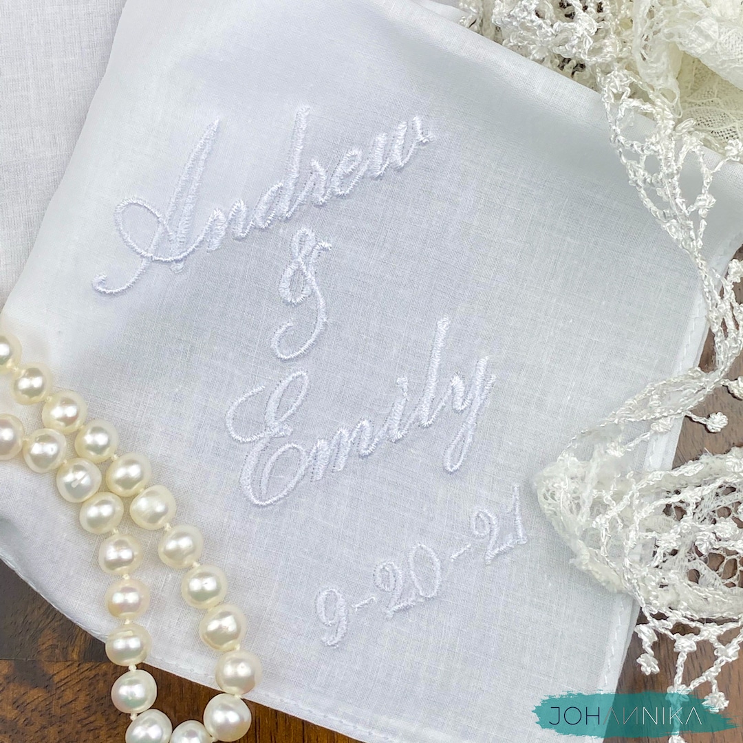Embroidered Wedding Handkerchief: Bridal Keepsake Gift - Etsy