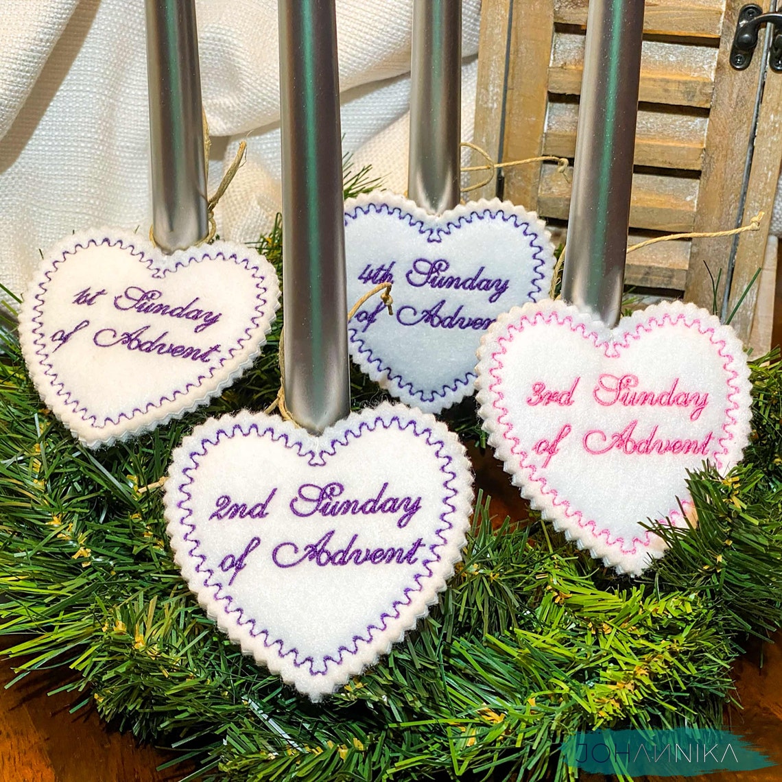 Personalized Handmade Advent Candle Tags Purple and Pink - Etsy