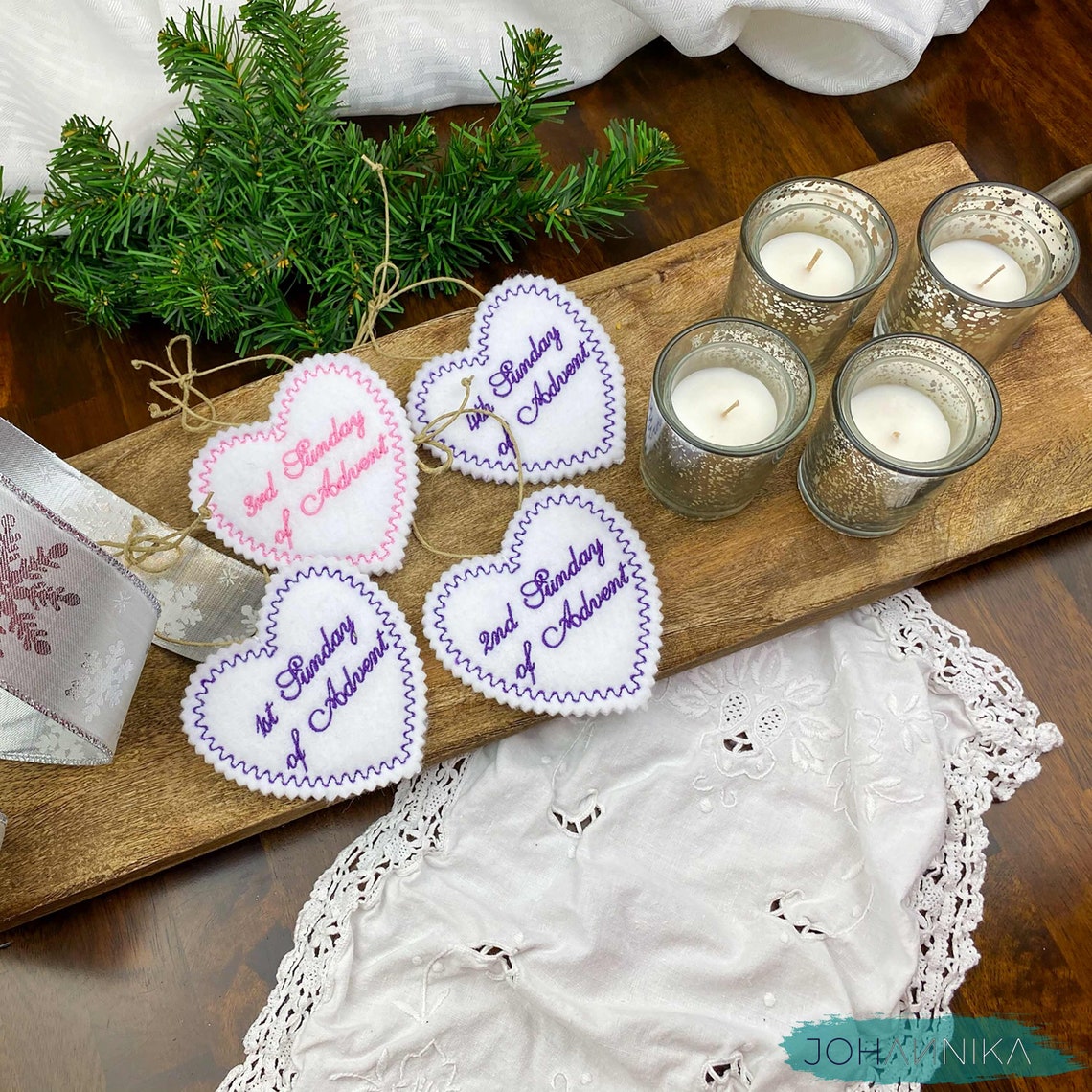 Personalized Handmade Advent Candle Tags Purple and Pink - Etsy