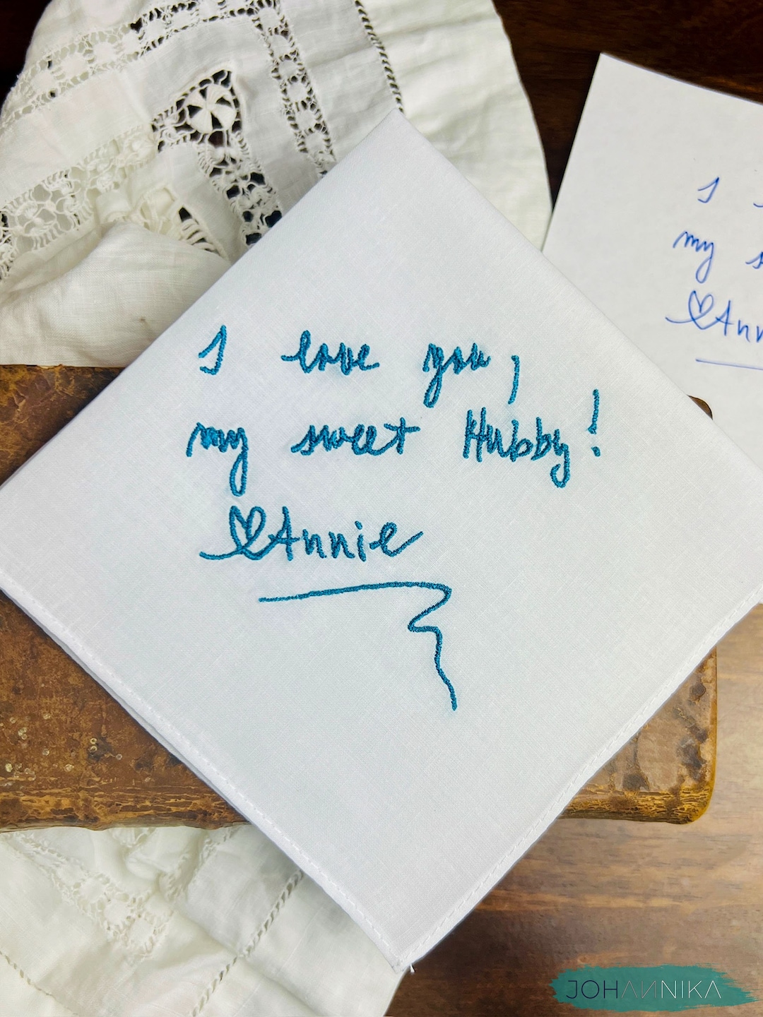 Handwritten Custom Keepsake Handkerchief, Message Memento Personalized ...