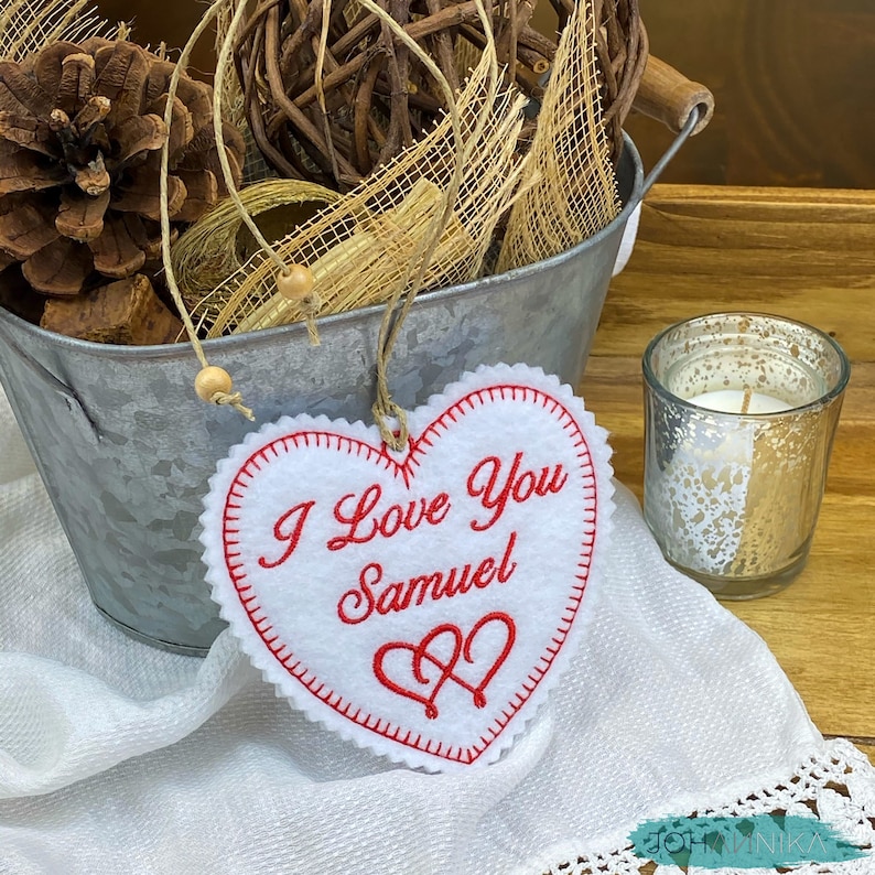 Personalized Love Message Embroidered Heart Add Your Own Text | Etsy