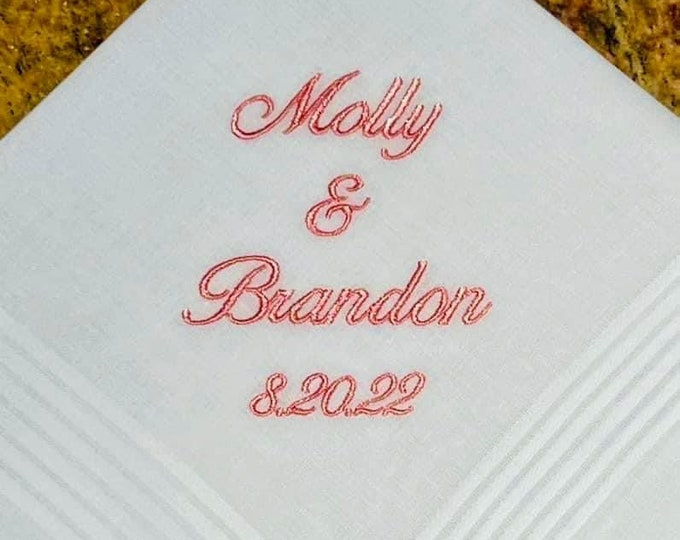 Gift for Groom or Bride Personalized/embroidered Wedding Handkerchief ...