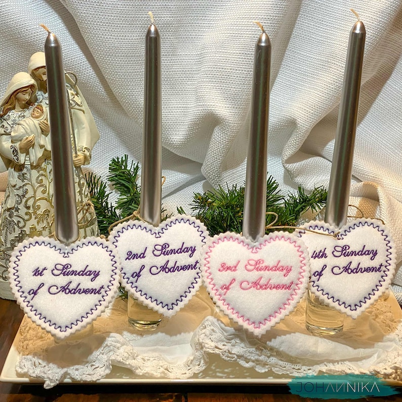 Personalized Handmade Advent Candle Tags Purple and Pink - Etsy