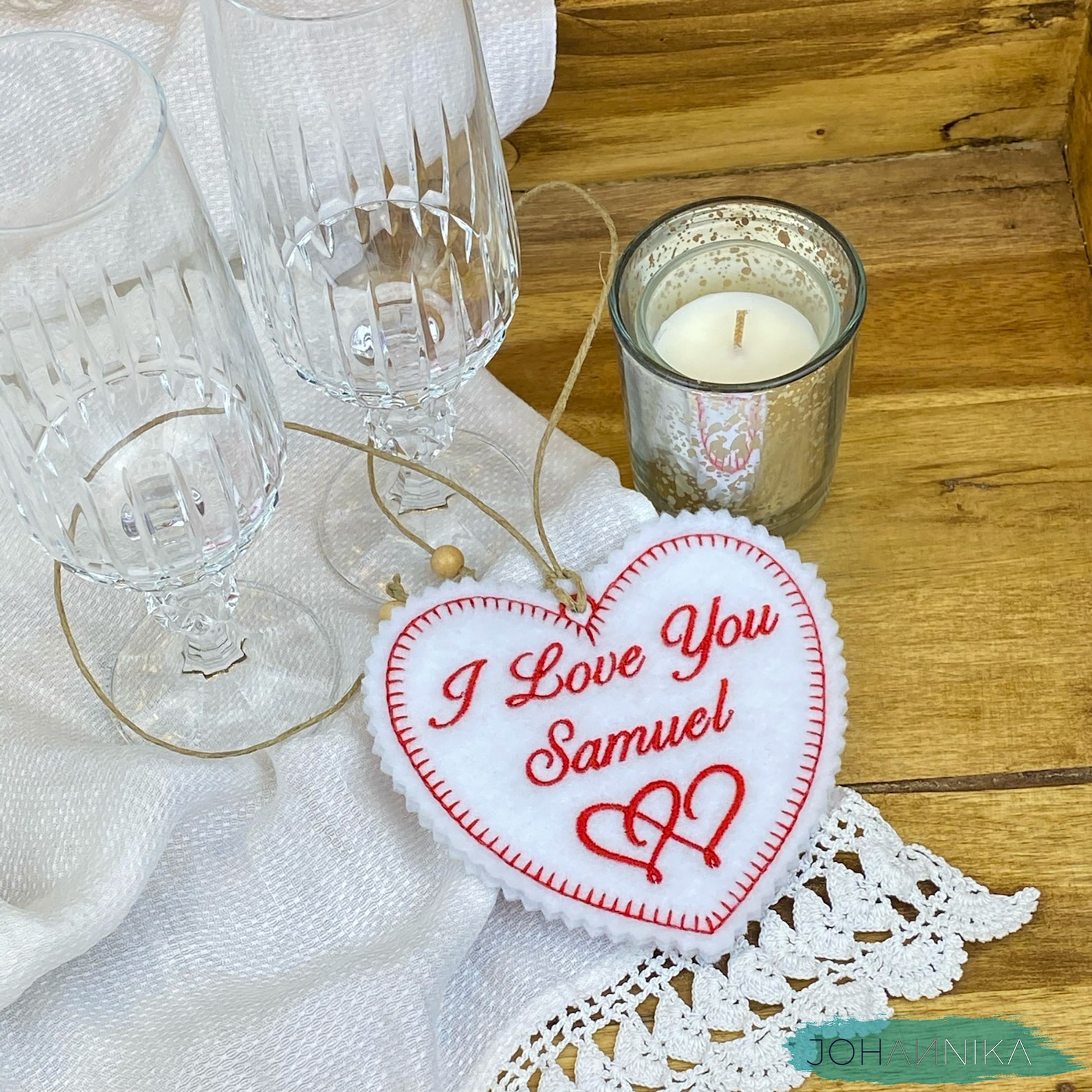 Personalized Love Message Embroidered Heart Add Your Own Text | Etsy