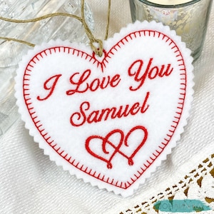 Personalized Love Message Embroidered Heart, Add Your Own Text Heart ...
