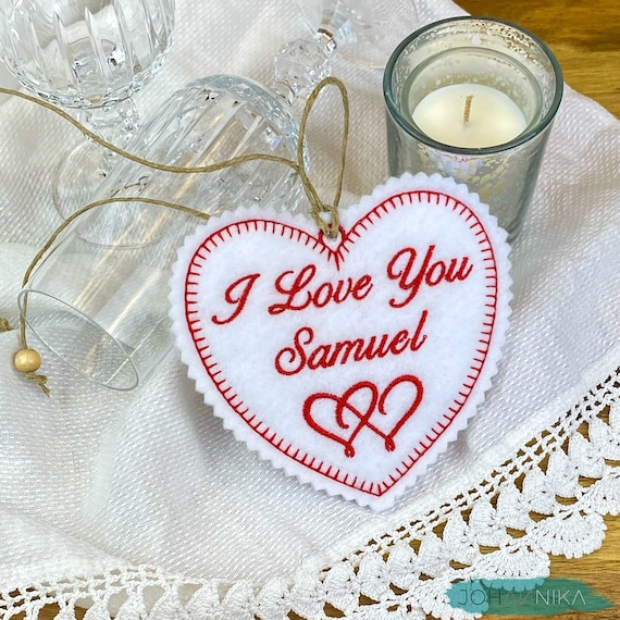 Personalized Love Message Embroidered Heart Add Your Own Text | Etsy