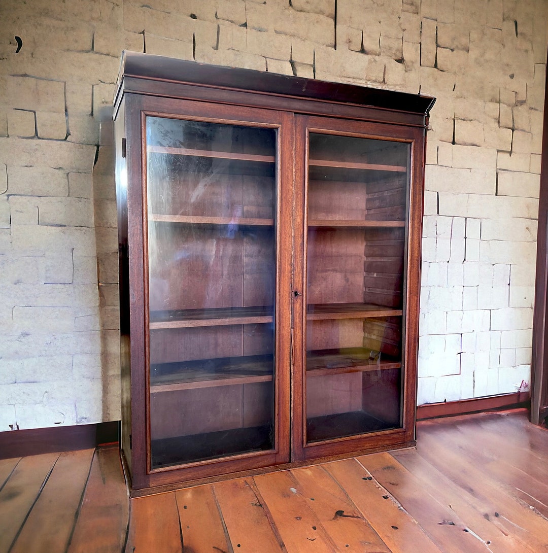 Large Antique Mahogany Barristers Office Bookcase - Etsy UK