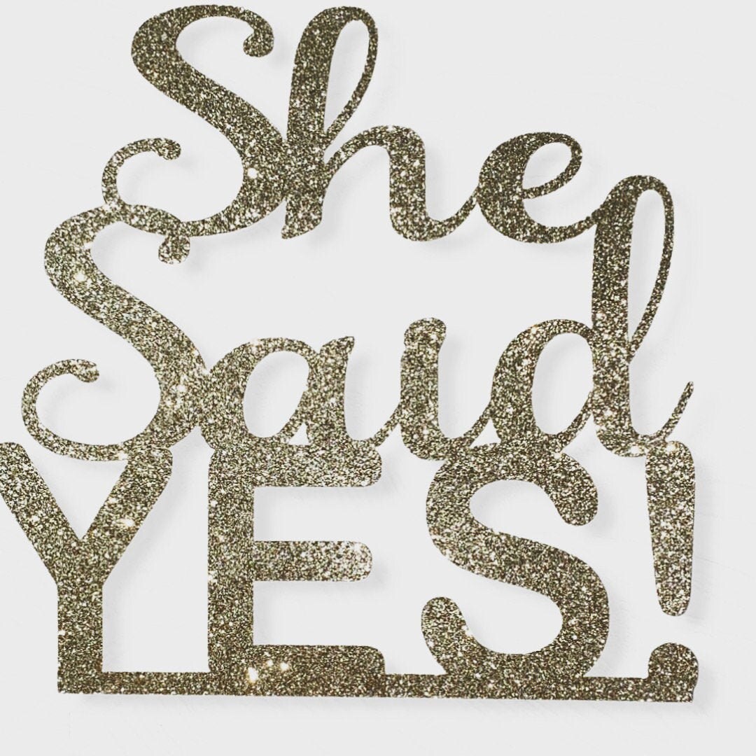 She Said YES Gold Glitter Cake Topper - Etsy