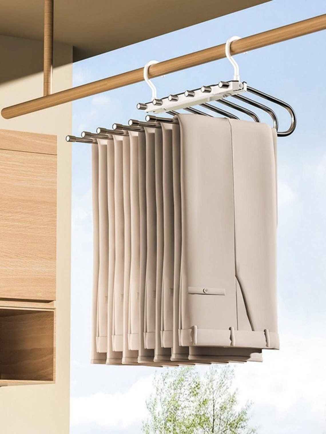 Space Saving Pants Hangers Multifunctional Pant Hangers Pants Organizer ...