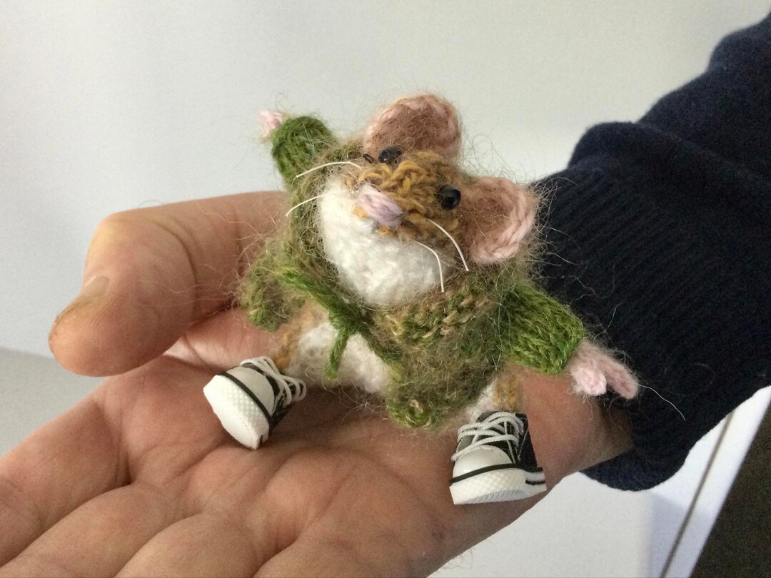 Seated Mouse in a Green Coat and Trainers - Etsy