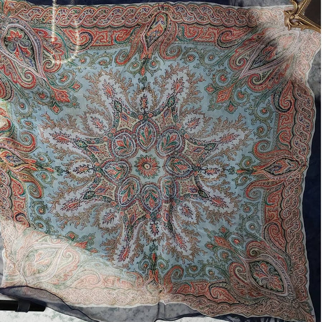 Vintage Sheer Chiffon Mandala Square Scarf 30 - Etsy