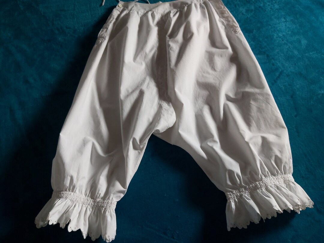 A Pair of Antique French Long Open Leg Bloomers With Beautiful Hand ...